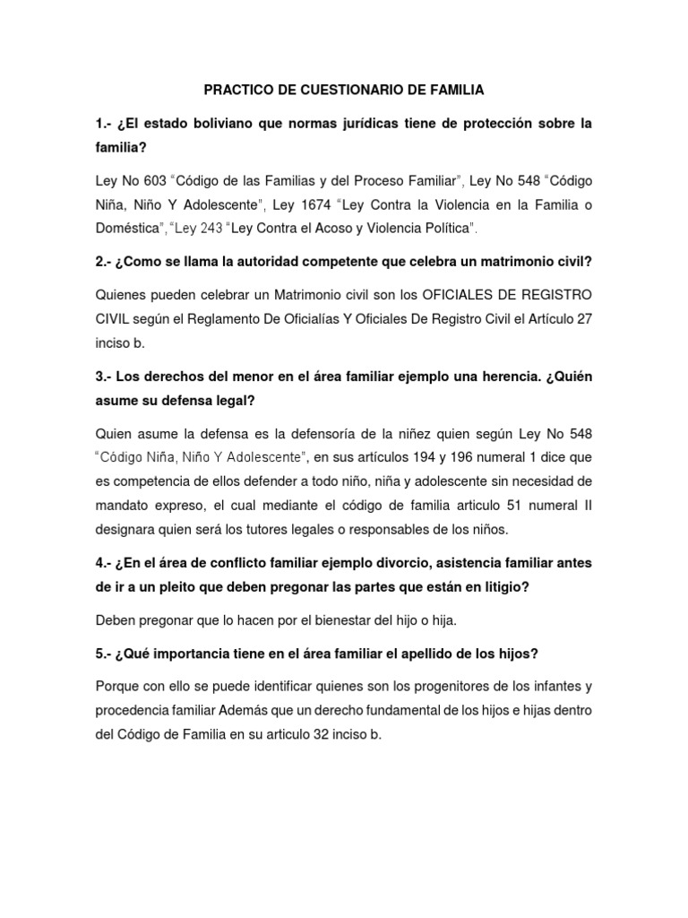 Practico de Cuestionario de Familia | PDF