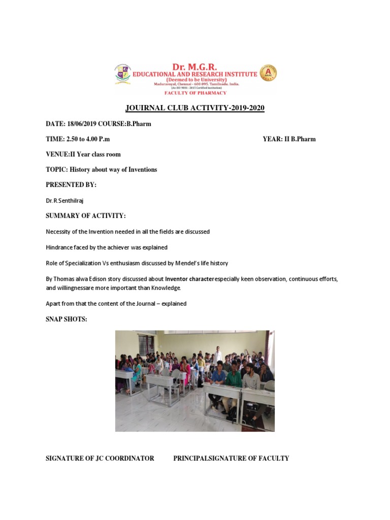 Journal Club on Inventions History | PDF