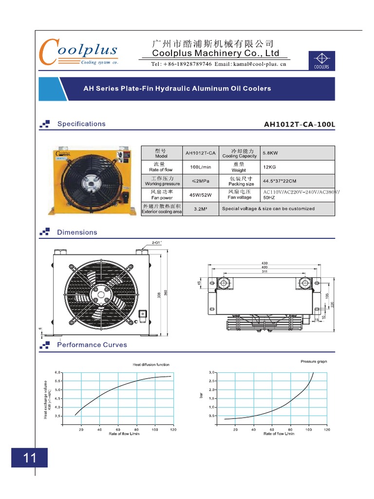 Coolplus-Ah1012t-Ca-100l-Air Oil Cooler/heat Exchanger | PDF