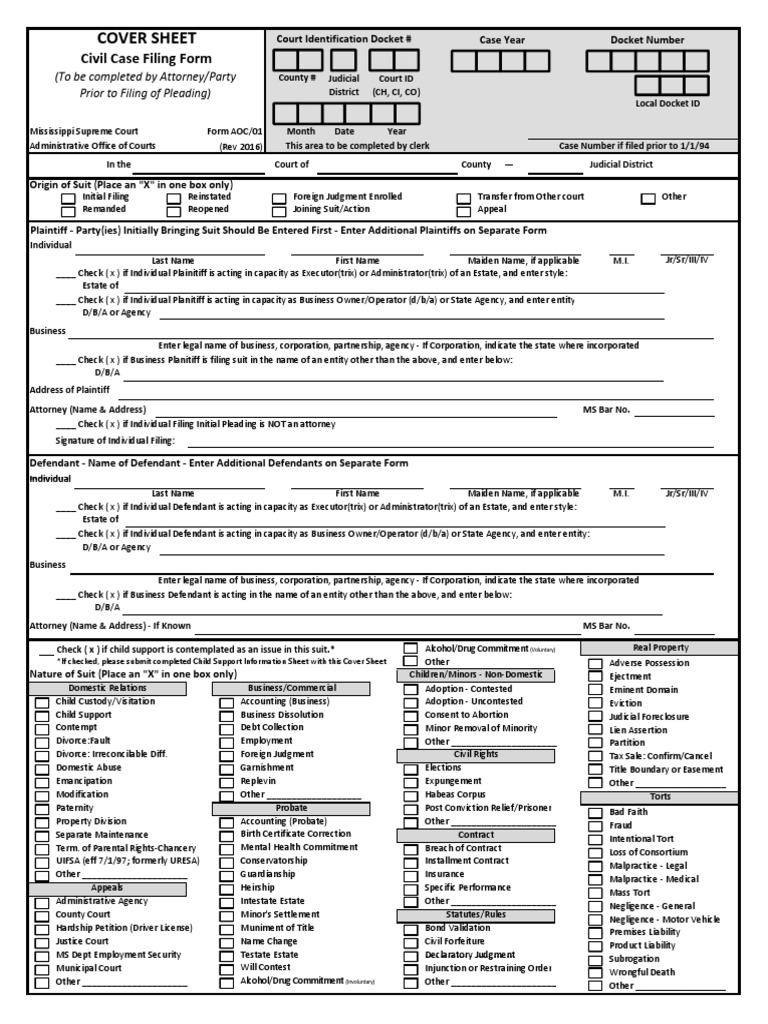 Civil Case Filing Form | PDF | Tort | Lawsuit