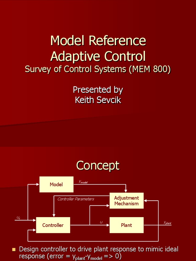 Model Reference Adaptive Control Survey Of Control Systems Mem 800 Pdf Loss Function 