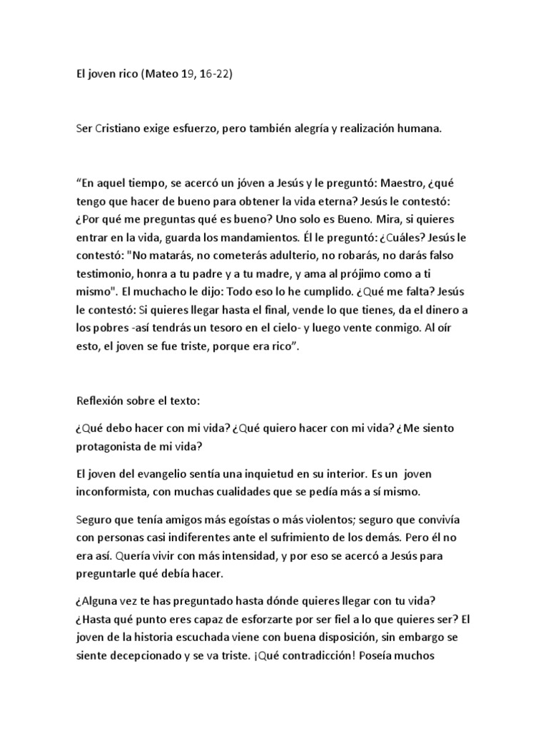 El Joven Rico | PDF | Jesús | Biblia