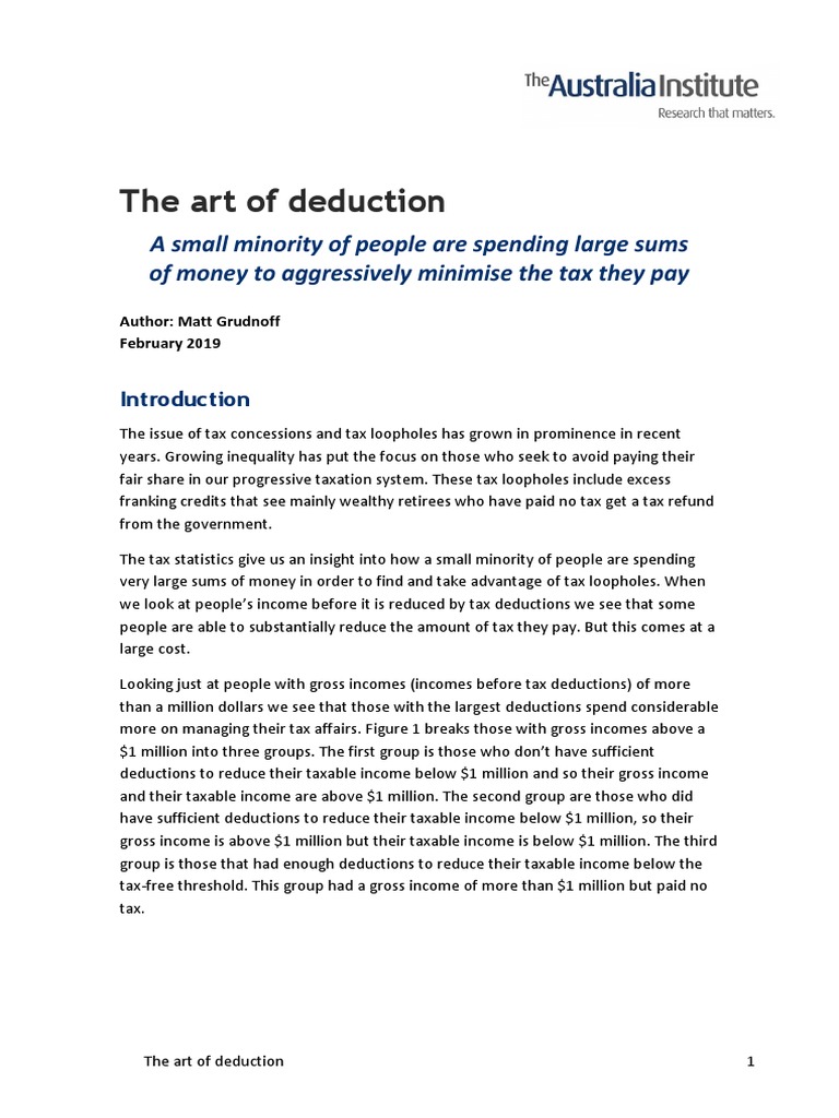 The Art of Deduction (WEB) | PDF | Income Tax | Tax Deduction