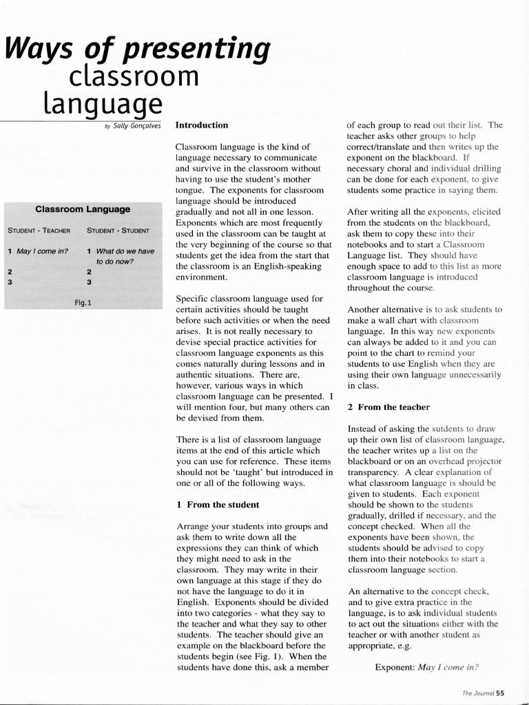 Classroom Language 1 PDF | PDF | Classroom | Learning