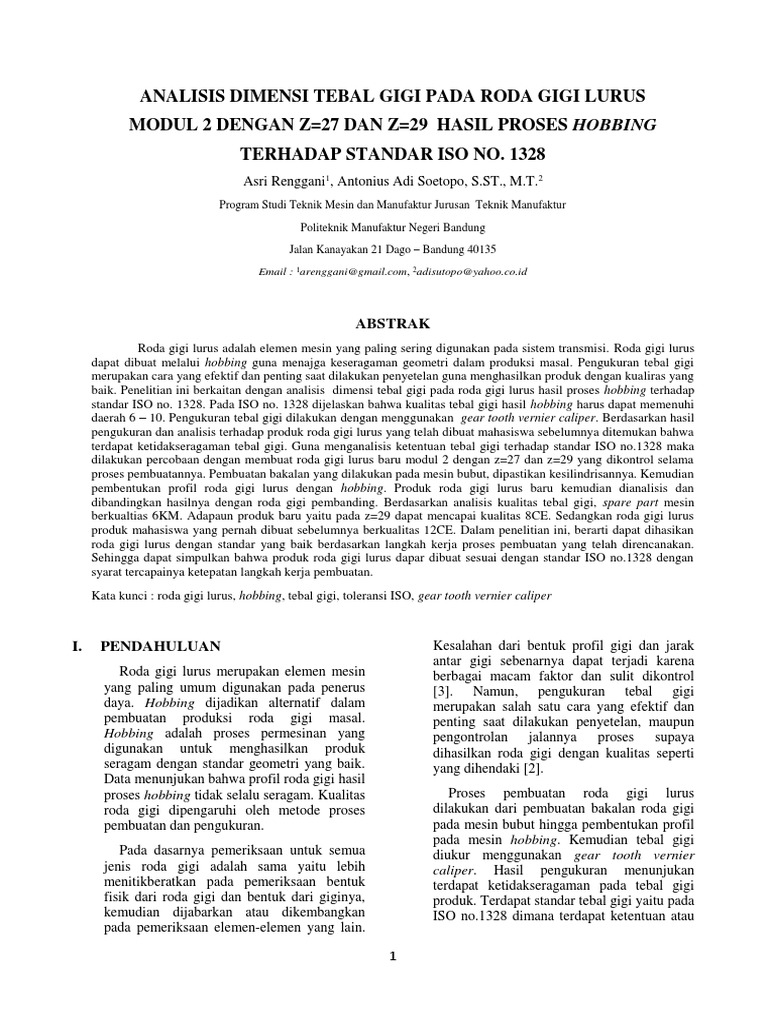 Analisis Ketebalan Gigi Roda Lurus | PDF