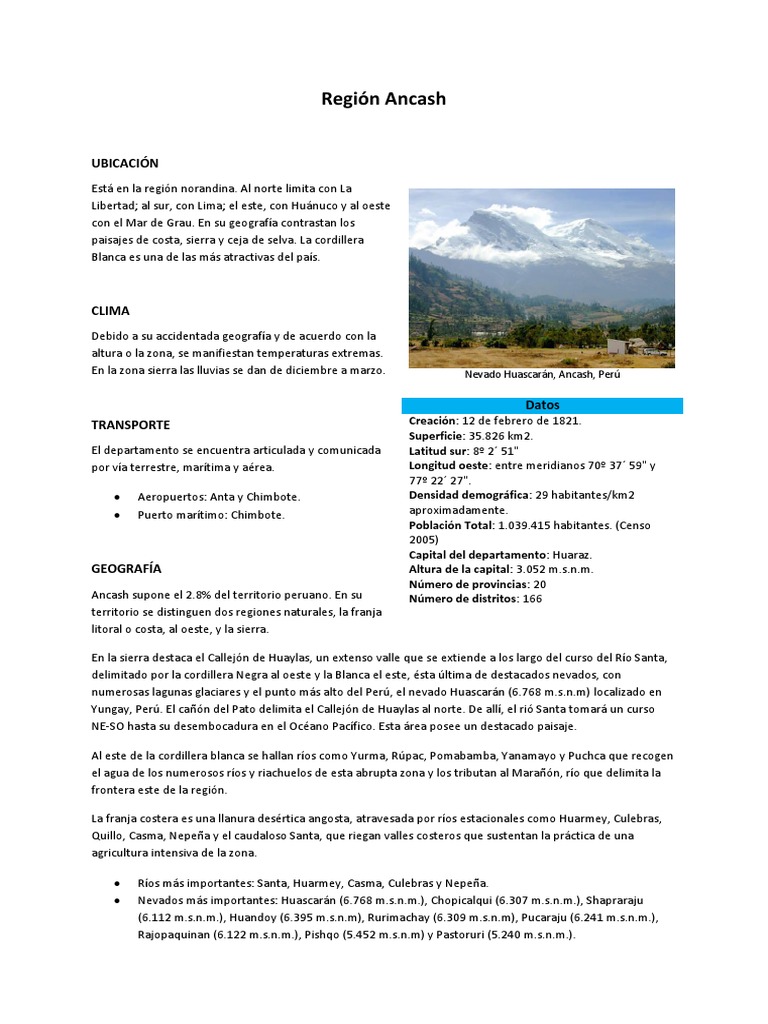Región Ancash | PDF | Cultura (general) | Naturaleza