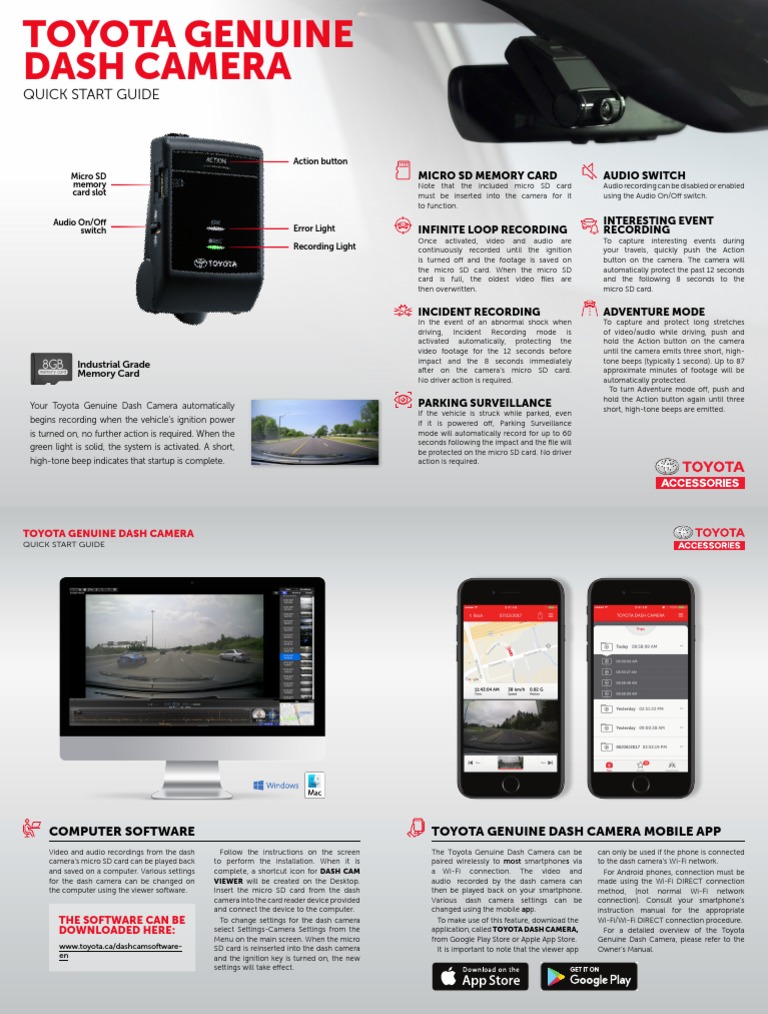Toyota Dash Camera Quick Start Guide en | PDF | Smartphone | Mobile App