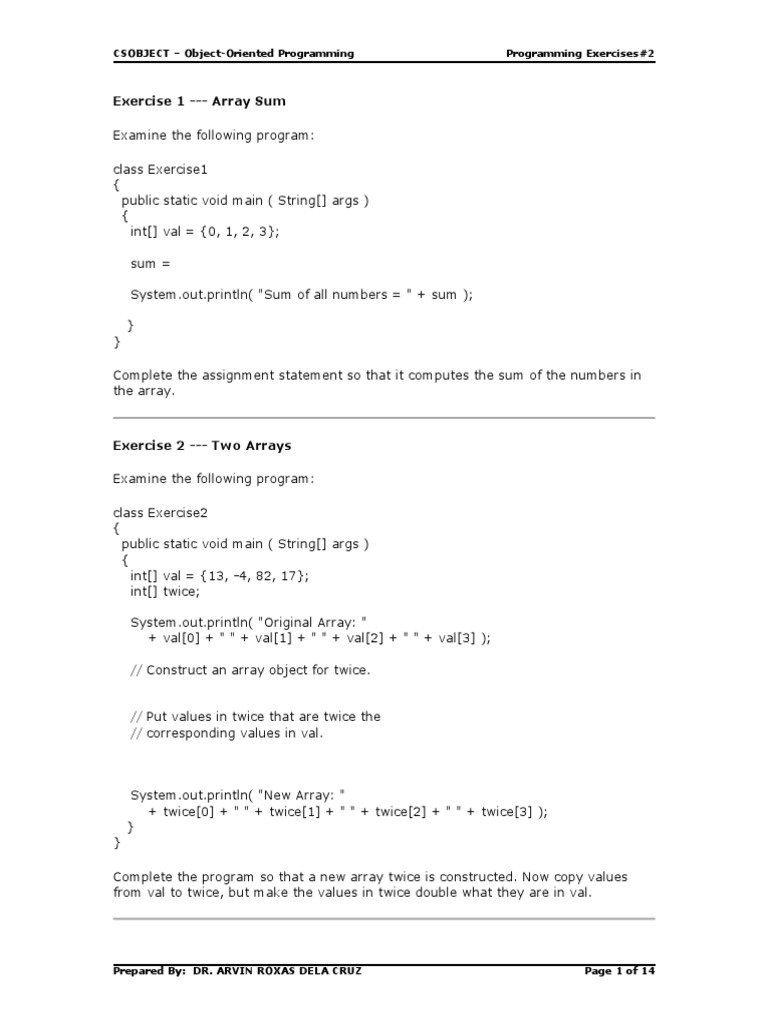 It Object Exercise 2 Pdf Integer Computer Science String Computer Science 5126
