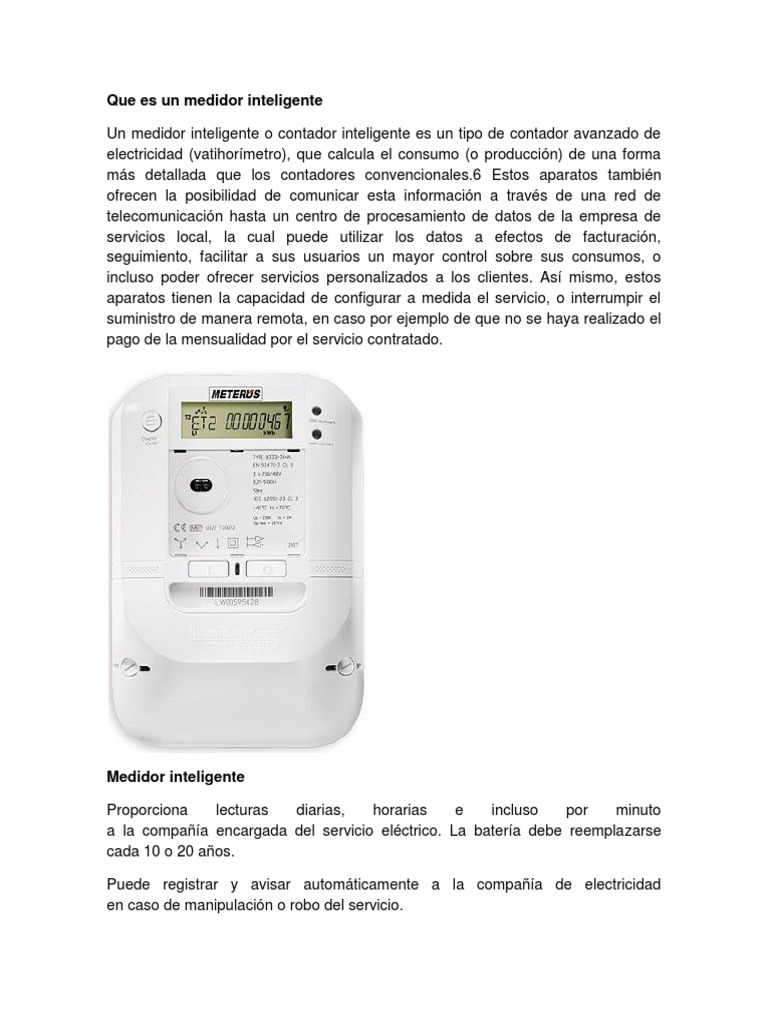 Medidores Inteligentes: Funcionamiento y Beneficios | PDF | Informática ...