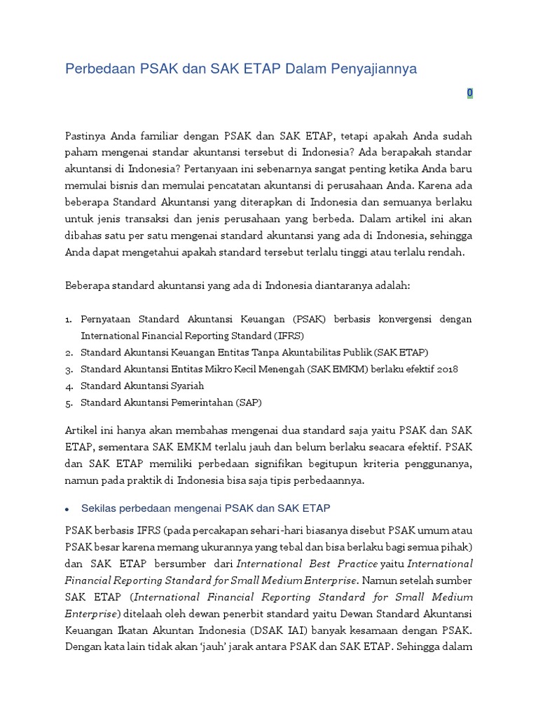 Perbedaan Psak (Umum) Dengan Etap | PDF
