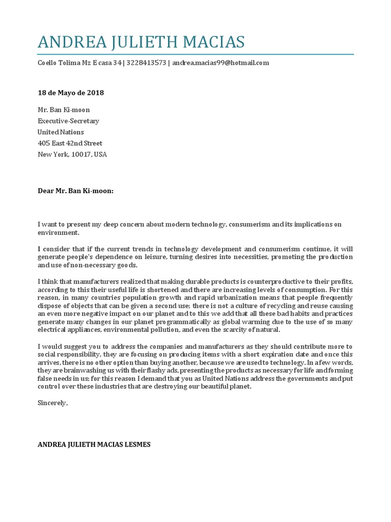 Letter United Nations | PDF