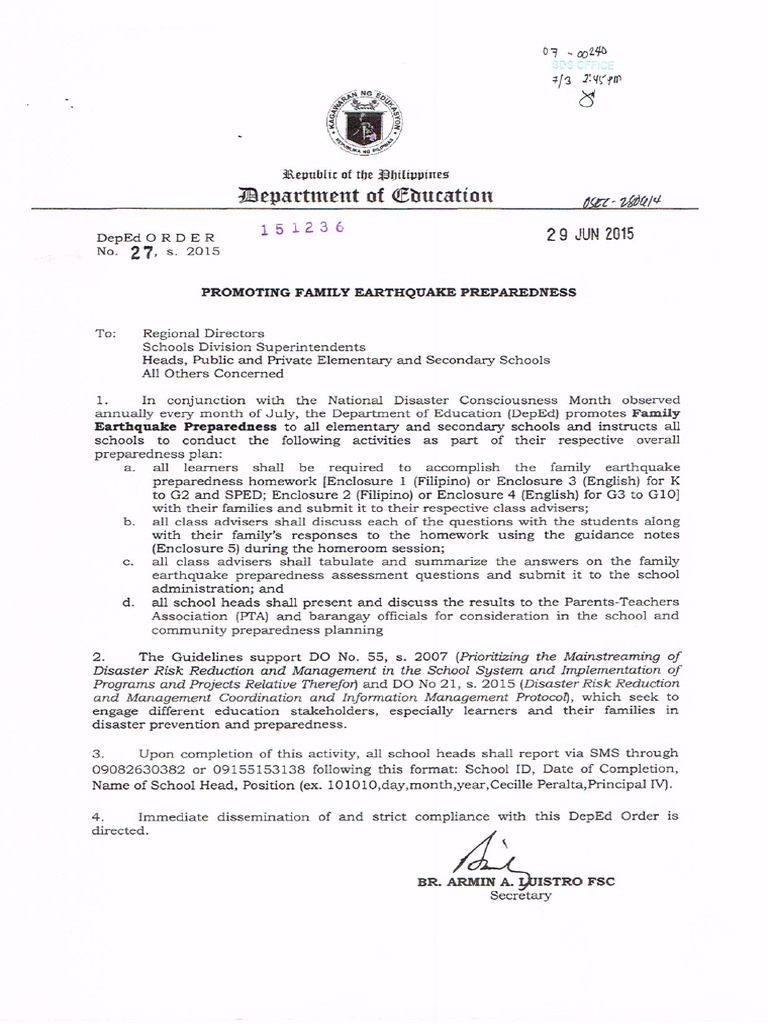 DepEd Order No. 27, S. 2015 | PDF