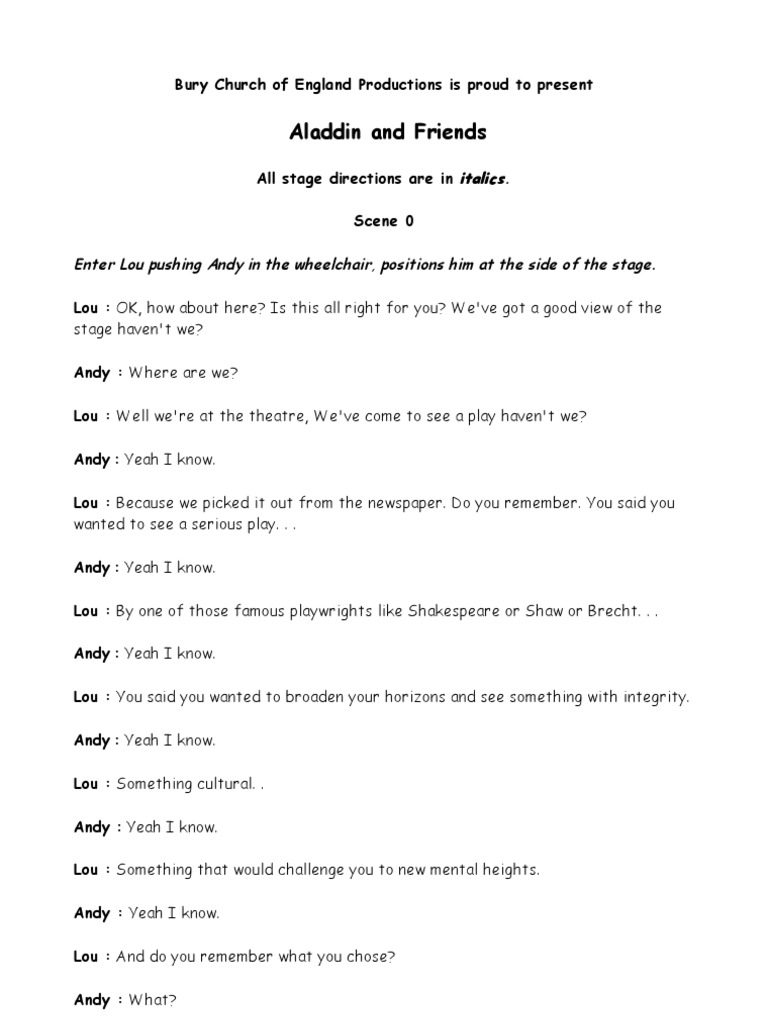 Aladdin Script Revised | Leisure