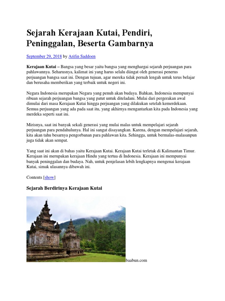 Sejarah Kerajaan Kutai | PDF | Sejarah | Agama & Spiritualitas