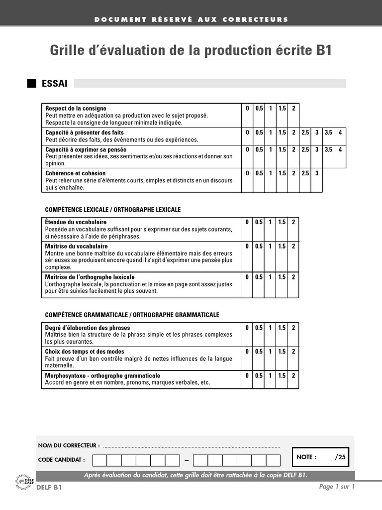Delf b1 Grille Pe PDF | PDF | Lexique | Phrase