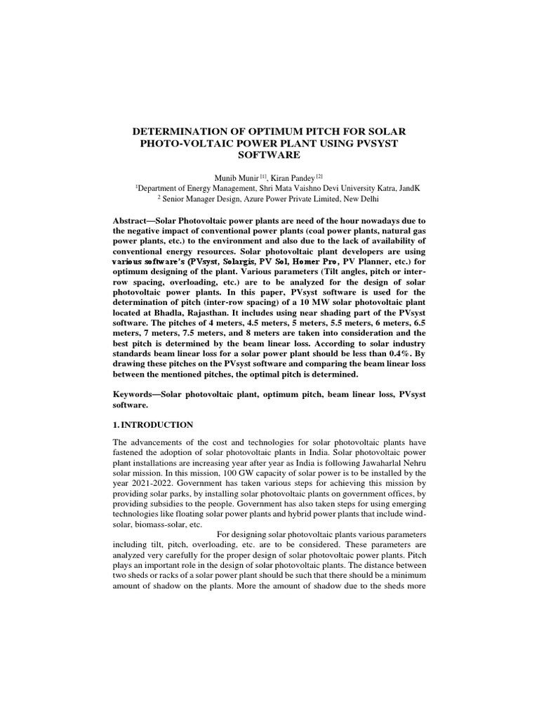 Pitch Analysis Paper | Download Free PDF | Photovoltaics | Photovoltaic ...