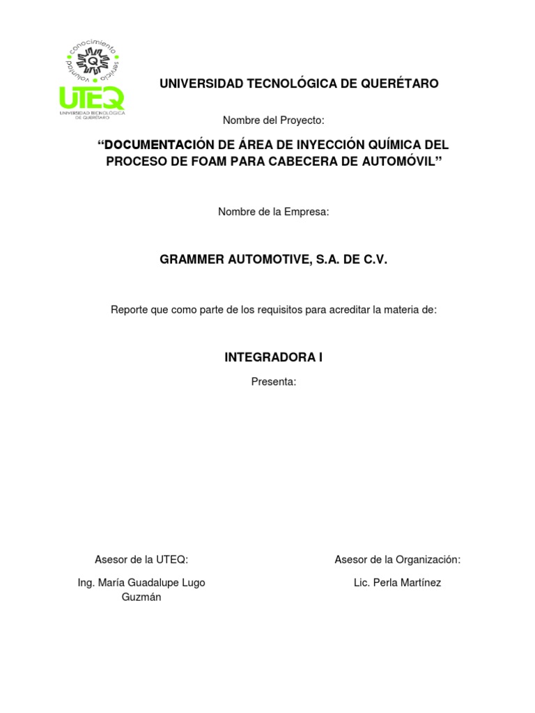 Ejemplo de Reporte Integradora (Grammer Automotive) | PDF | Planificación | Comportamiento