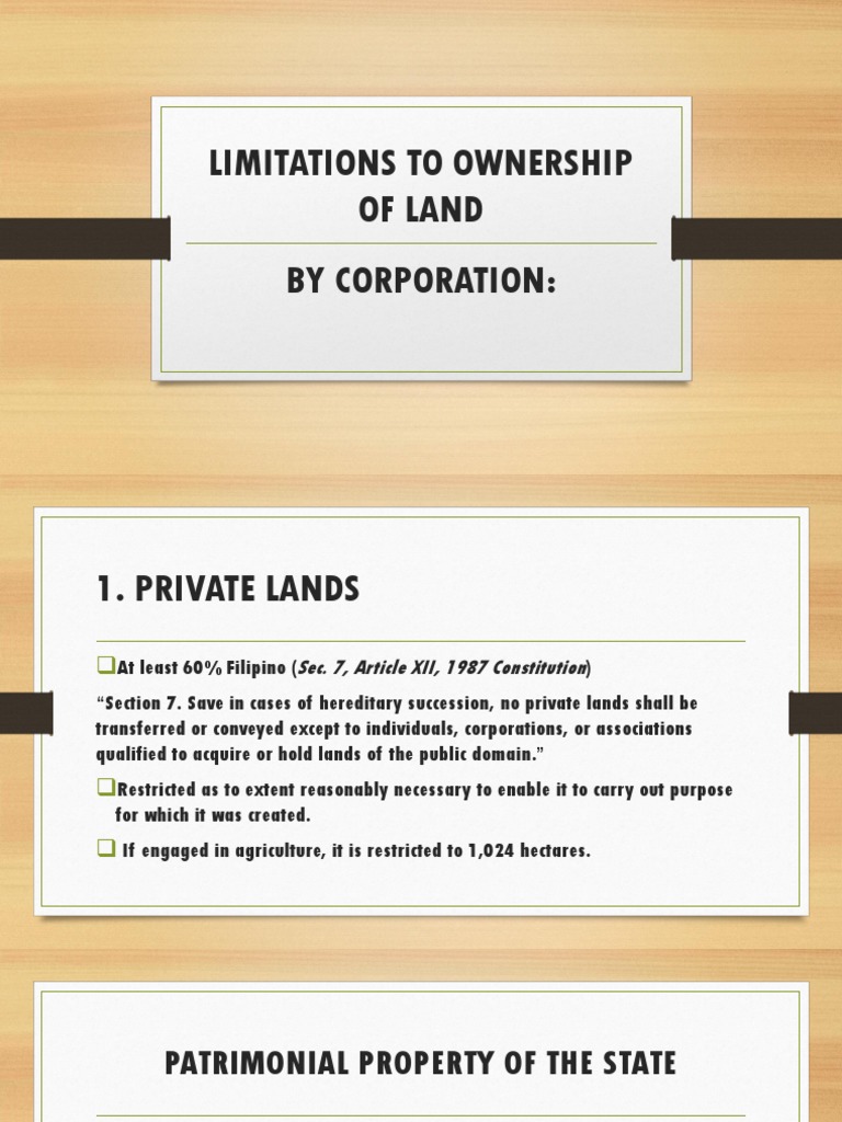 Land Ownership Limits for Corporations | PDF | Law