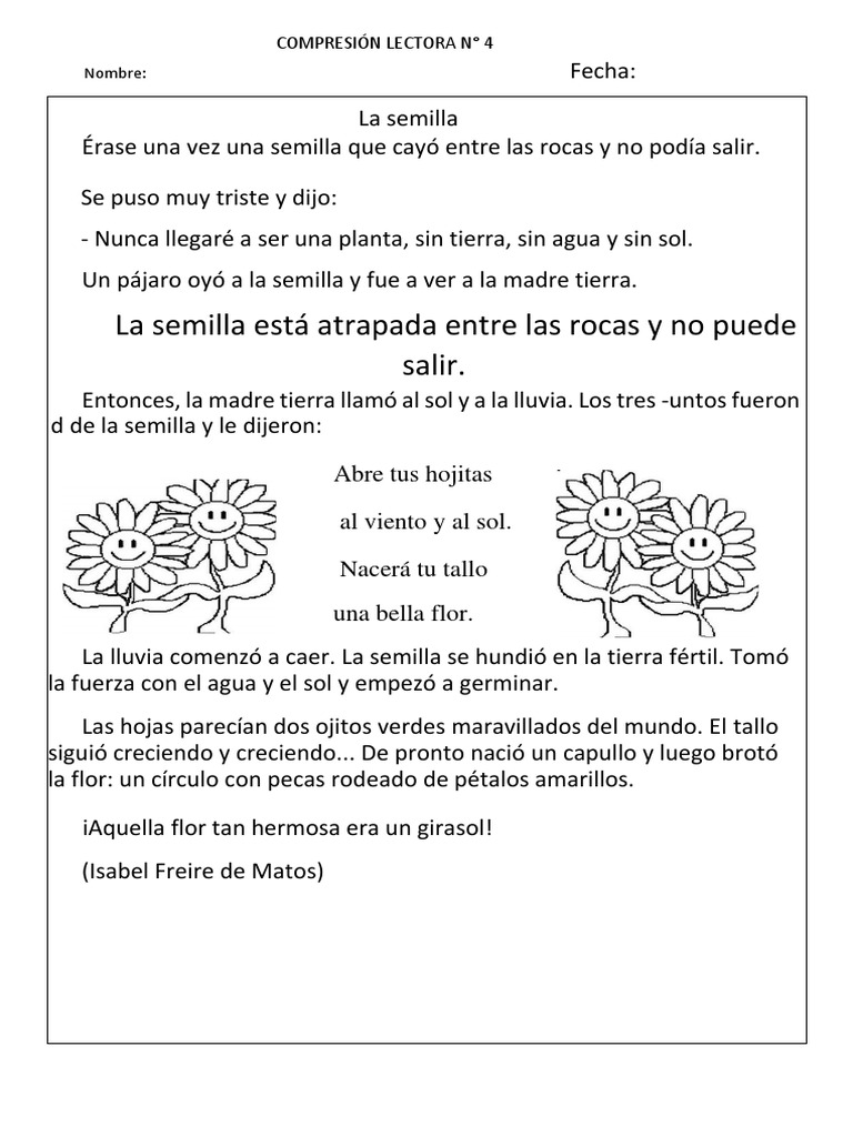 Ejercicios de Comprensión Lectora 4° Primaria | PDF | Pollo | León
