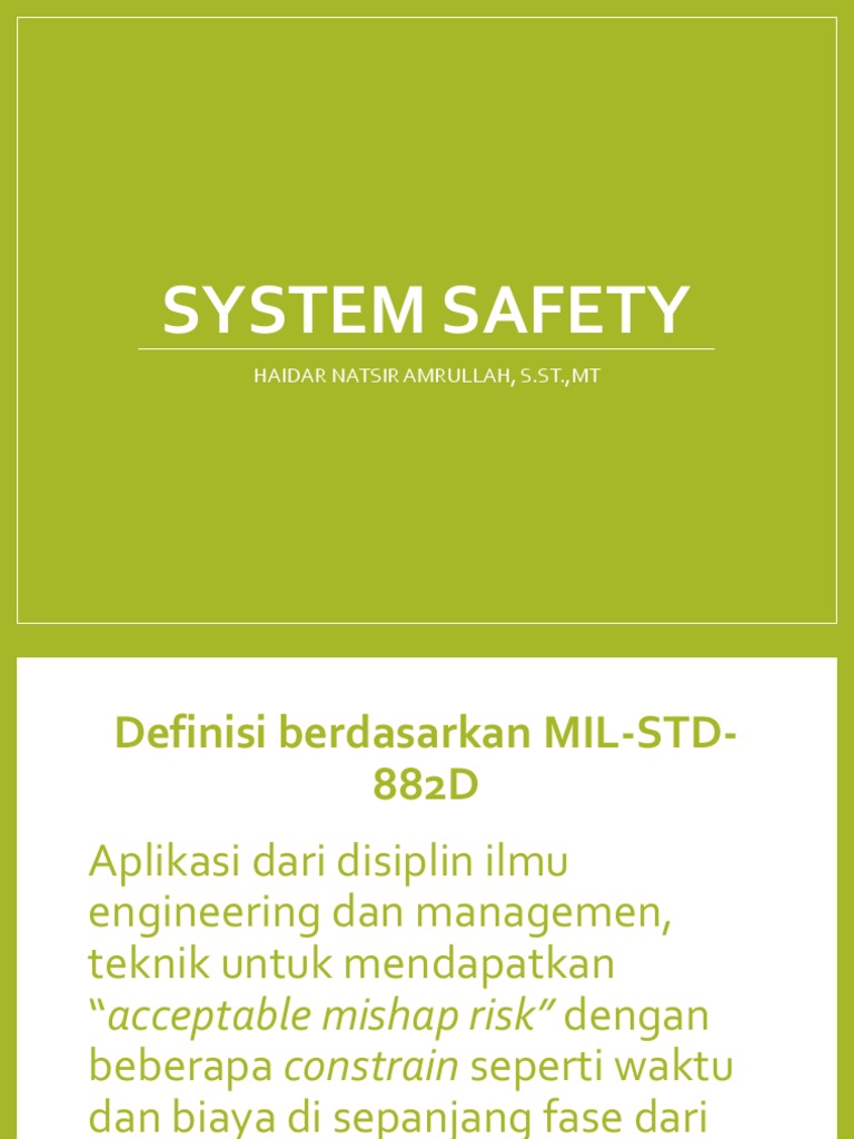 Chapter 1 System Safety | PDF | Systems Engineering | Computer Engineering
