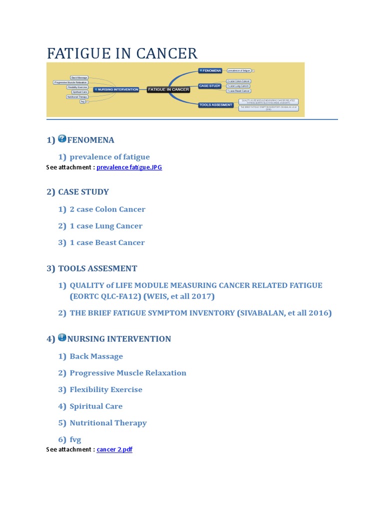 Fatigue in Cancer: 1) Fenomena | PDF | Cancer | Epidemiology