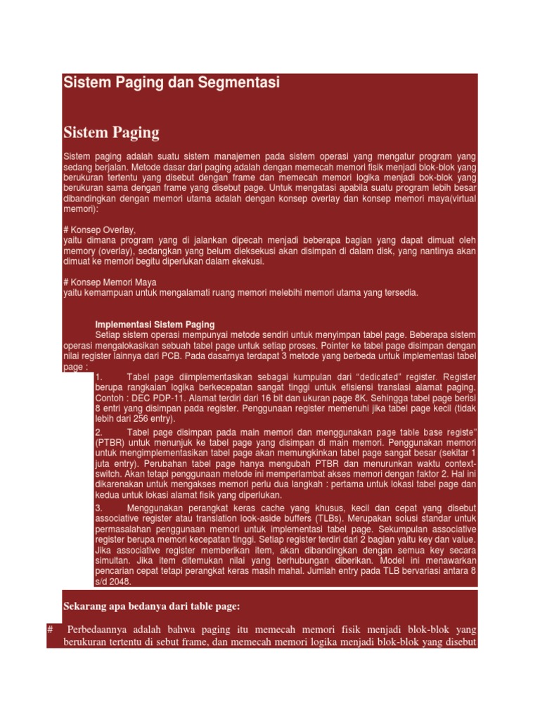 Sistem Paging Dan Segmentasi CONTOH!!!!!!!! | PDF | Metode & Bahan Ajar ...