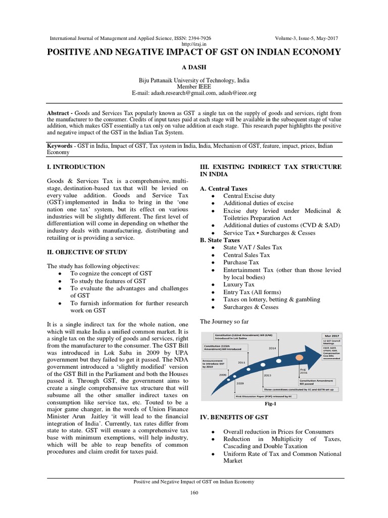 Positive and Negative Impact of GST On Indian Economy: A Dash | PDF ...
