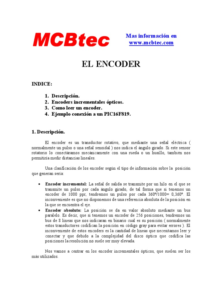 Funcionamiento Encoder | PDF | Ingenieria Eléctrica | Bienes manufacturados