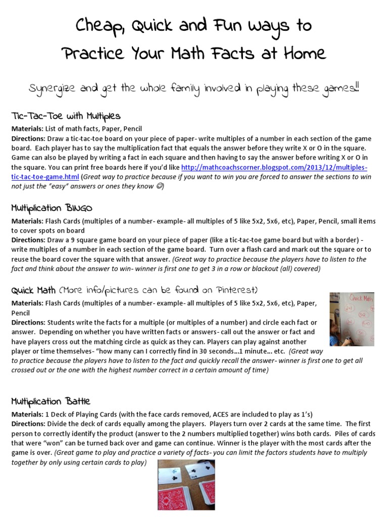 Parent Letter For Practicing Multiplication Facts at Home | PDF ...