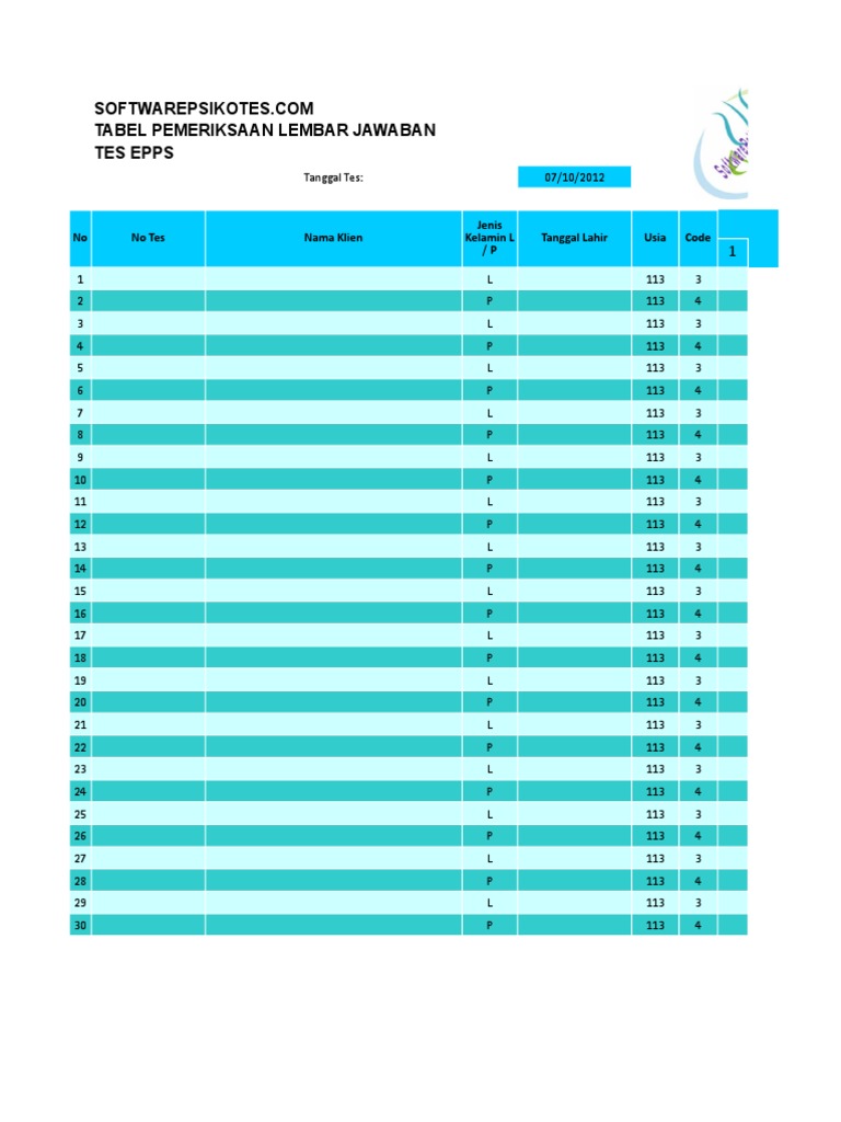 EPPS Test Answer Sheet Overview | PDF