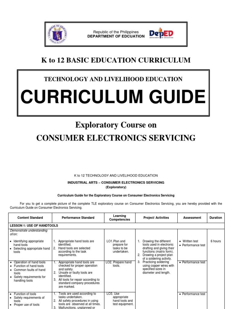 Curriculum Guide: Exploratory Course On Consumer Electronics Servicing ...