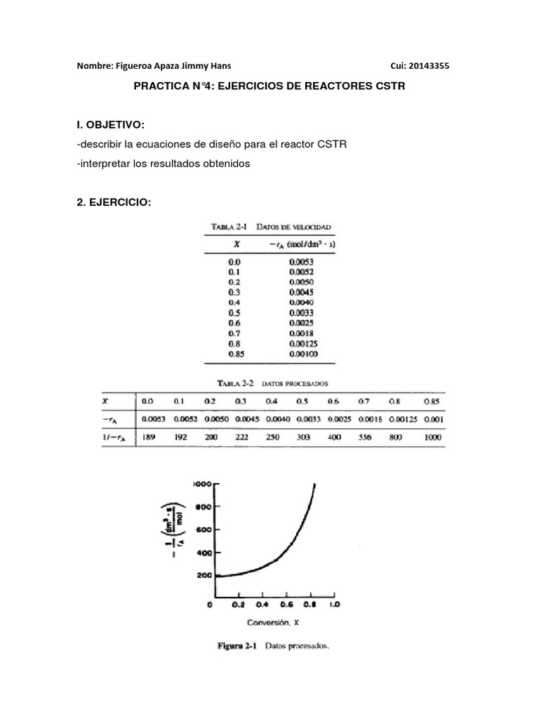 Cálculo de Volumen en Reactores CSTR | PDF | Motor a reacción | Química