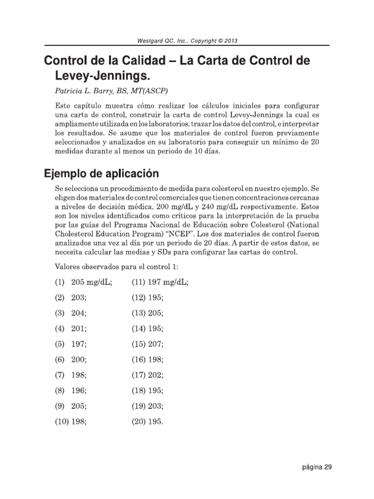 Levey-Jenning y Westgard 12s y 13s | PDF