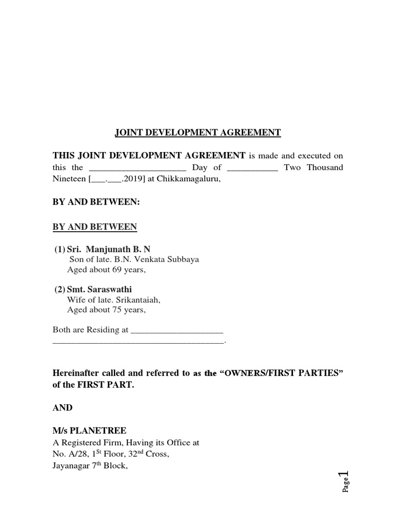 Joint Development Agreement THIS JOINT DEVELOPMENT AGREEMENT Is Made ...