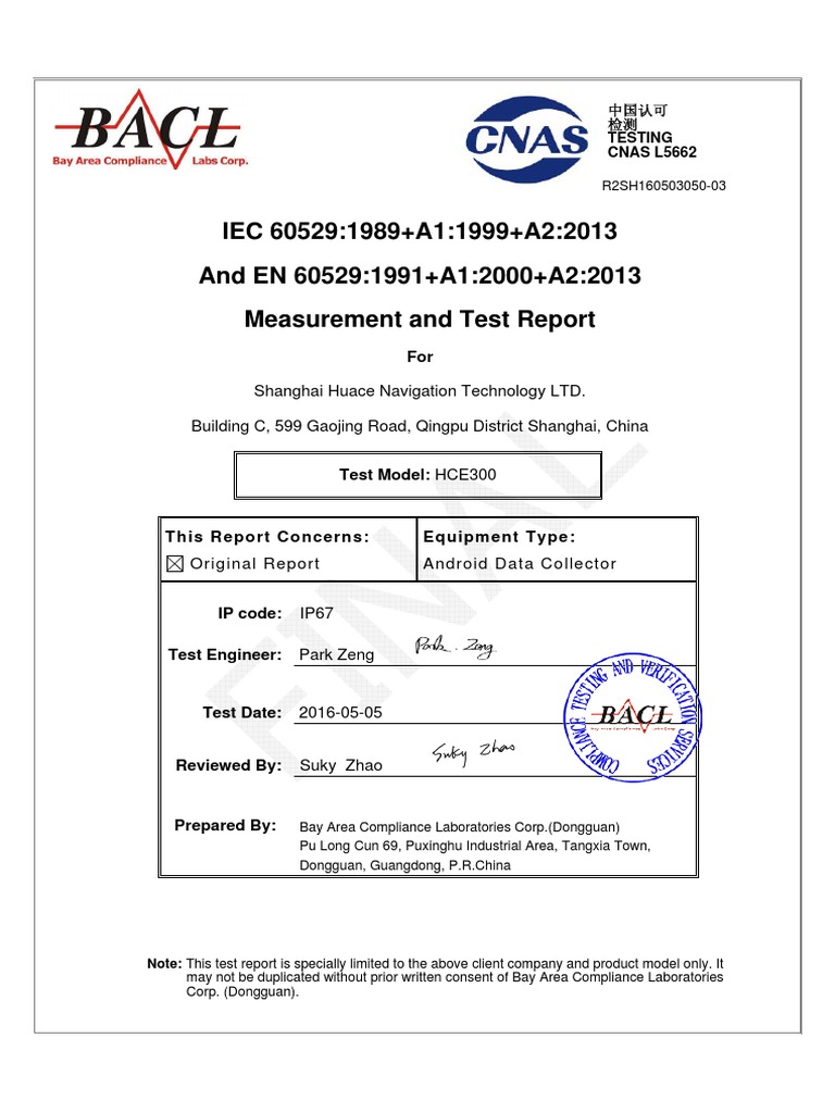 IEC 60529 IP67 Test Report | PDF | Electrical Engineering | Nature