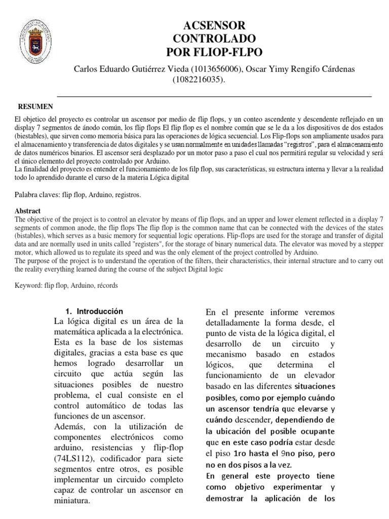 Informe Ascensor | PDF | Ascensor | Electrónica
