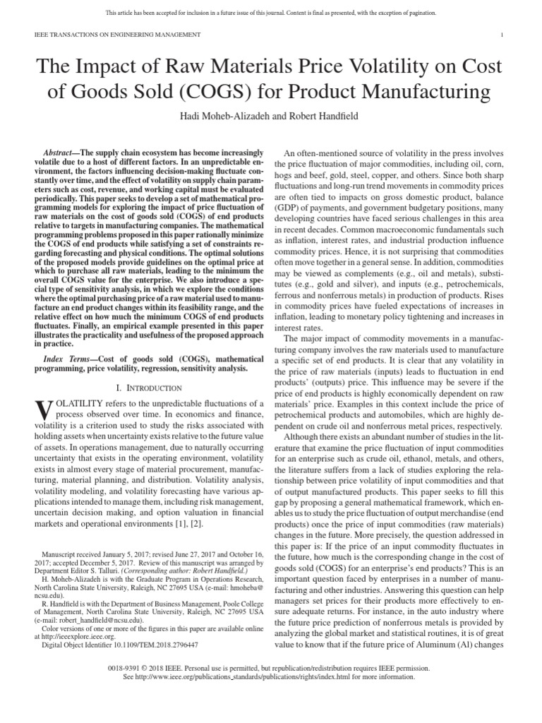 The Impact of Raw Materials Price Volatility On Cost of Goods Sold ...