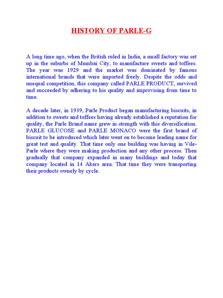 History of Parle-G | PDF | Retail | Brand