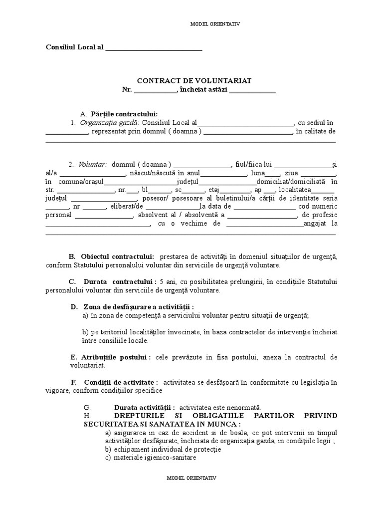 I.2. Contract de Voluntariat | PDF
