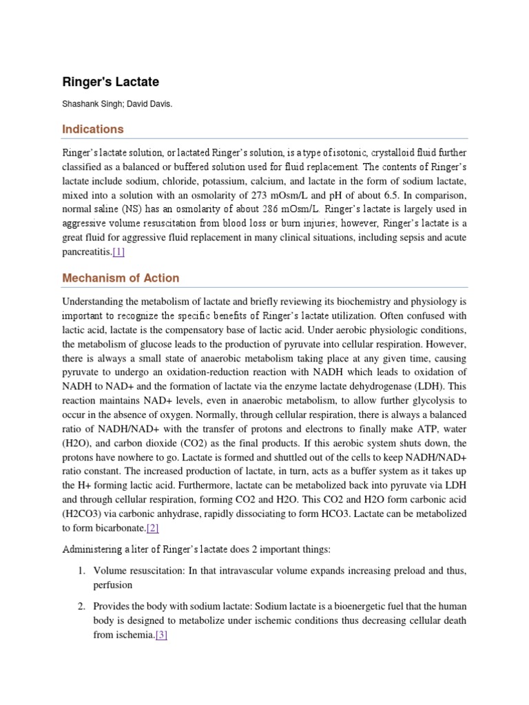 Ringer Laktat | PDF | Cellular Respiration | Intravenous Therapy