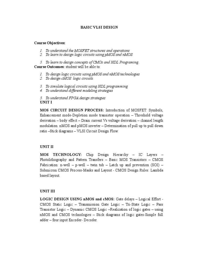 Basic Vlsi Design (Modified) | PDF | Cmos | Mosfet