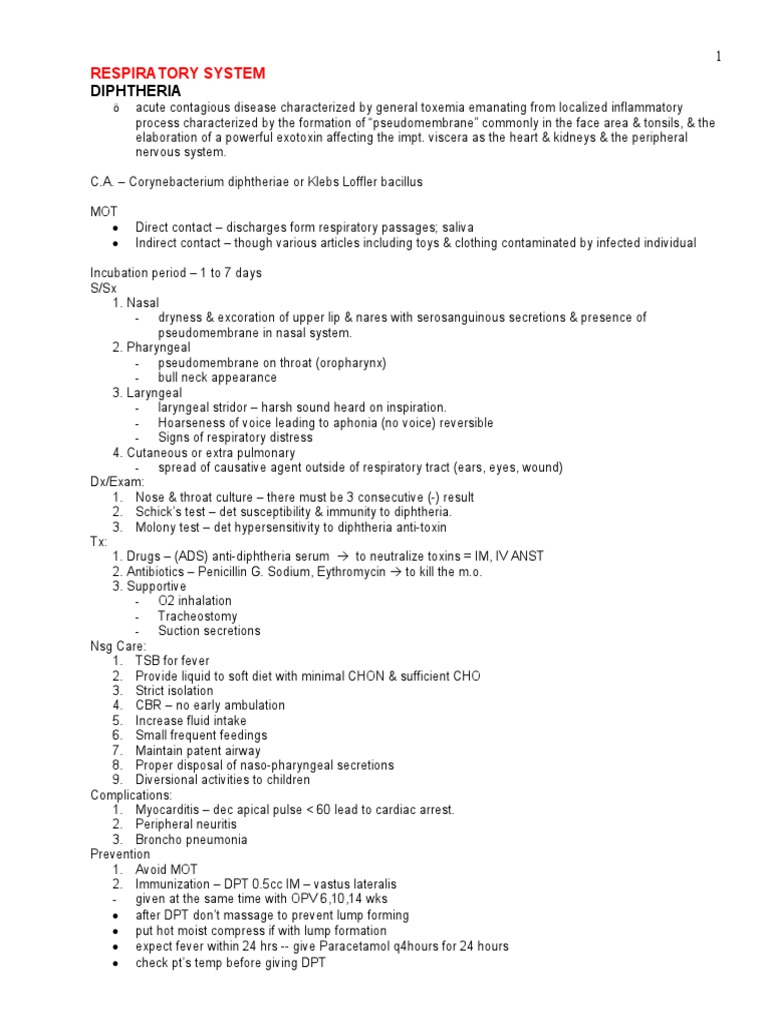Diphtheria: Respiratory System | PDF | Hiv/Aids | Hepatitis B