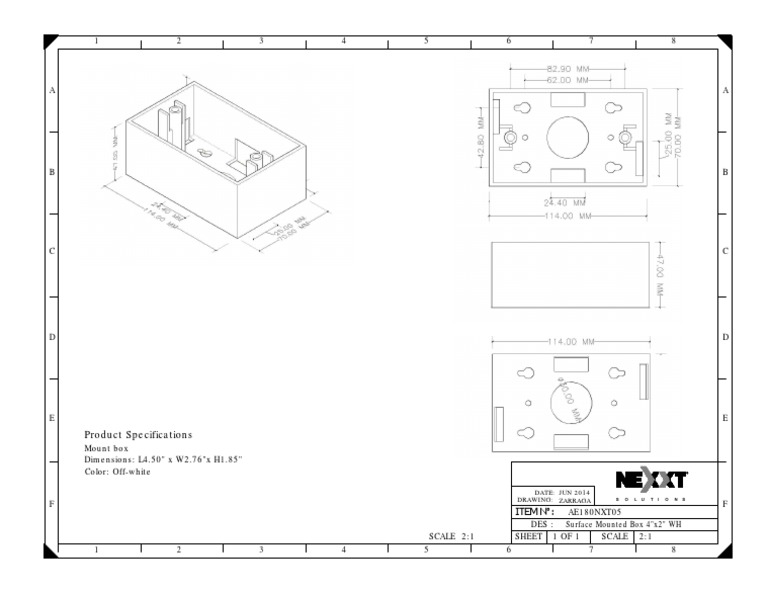 Product Specifications: Surface Mounted Box 4"x2" WH | PDF