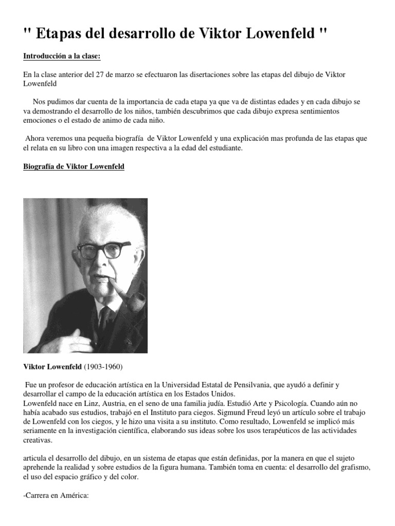 Etapas Del Desarrollo de Viktor Lowenfeld | PDF | Dibujo | Sicología