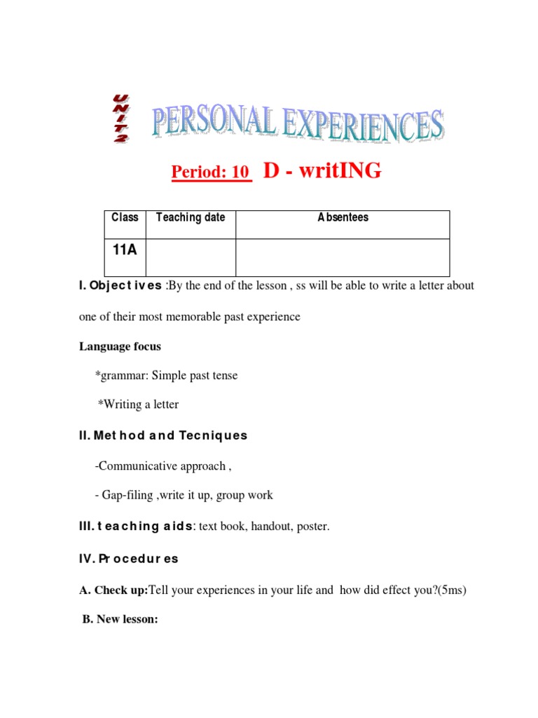 Writing Memorable Experience Letters | PDF | Language Arts & Discipline