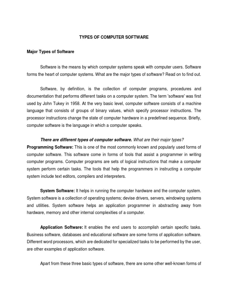 Types of Computer Software | PDF | Software | Copyright Infringement
