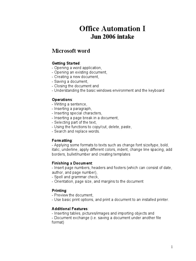 Office Automation I: Jun 2006 Intake | Download Free PDF | Spreadsheet | File Format