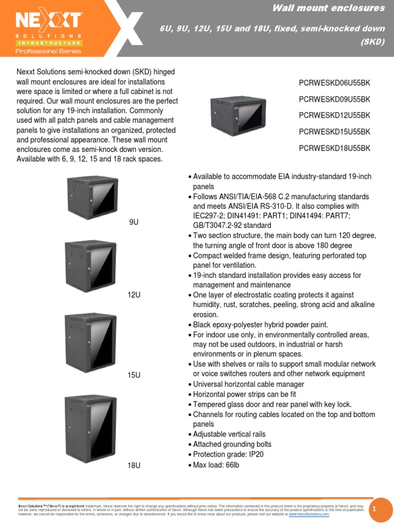 Nexxt Solutions Infrastructure Data Sheet Pcrweskd0xu55bk Eng PDF | PDF ...