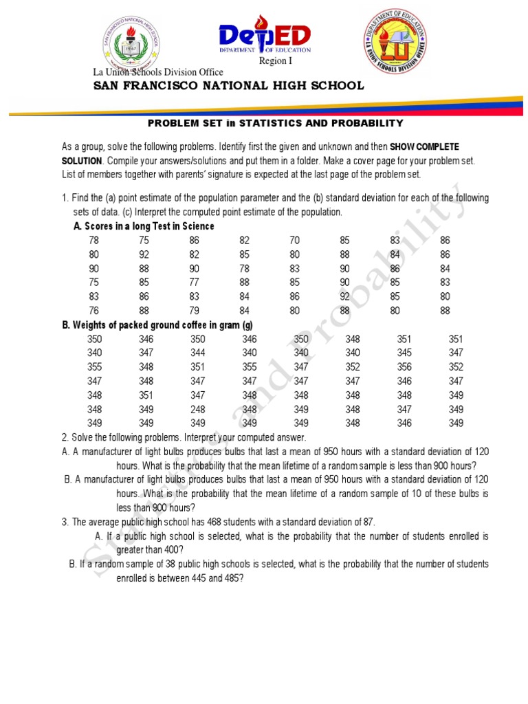 Problem-Set-Stat-And-Prob Glance Group | PDF | Standard Deviation | Mean