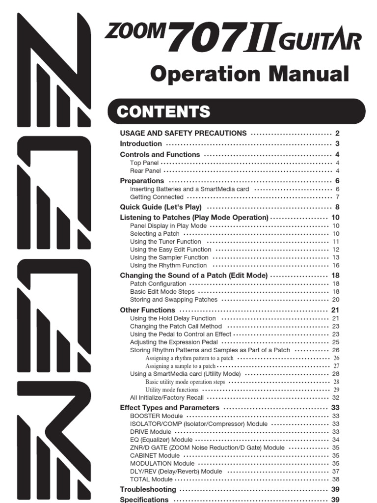 Zoom 707 II Guitar Pedal Manual | PDF | Synthesizer | Sound Technology